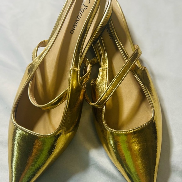 C.Paravano | Shoes | Gold Pointed Flats 85 By C Paravano | Poshmark